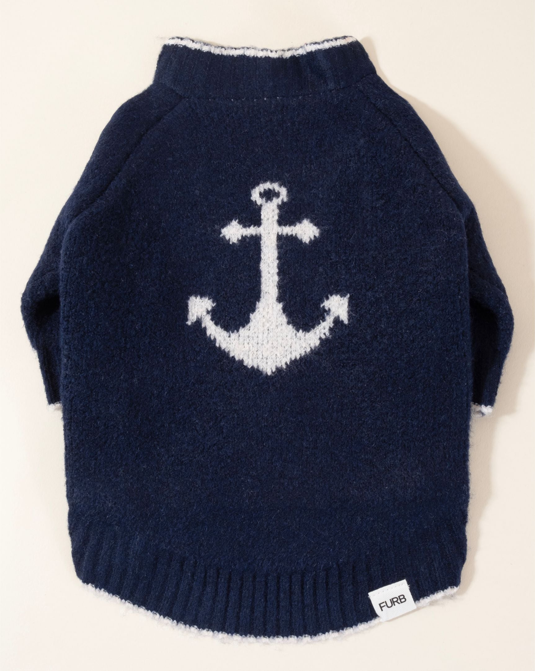 Nautical Dog Sweater | Navy with White Anchor – FURB