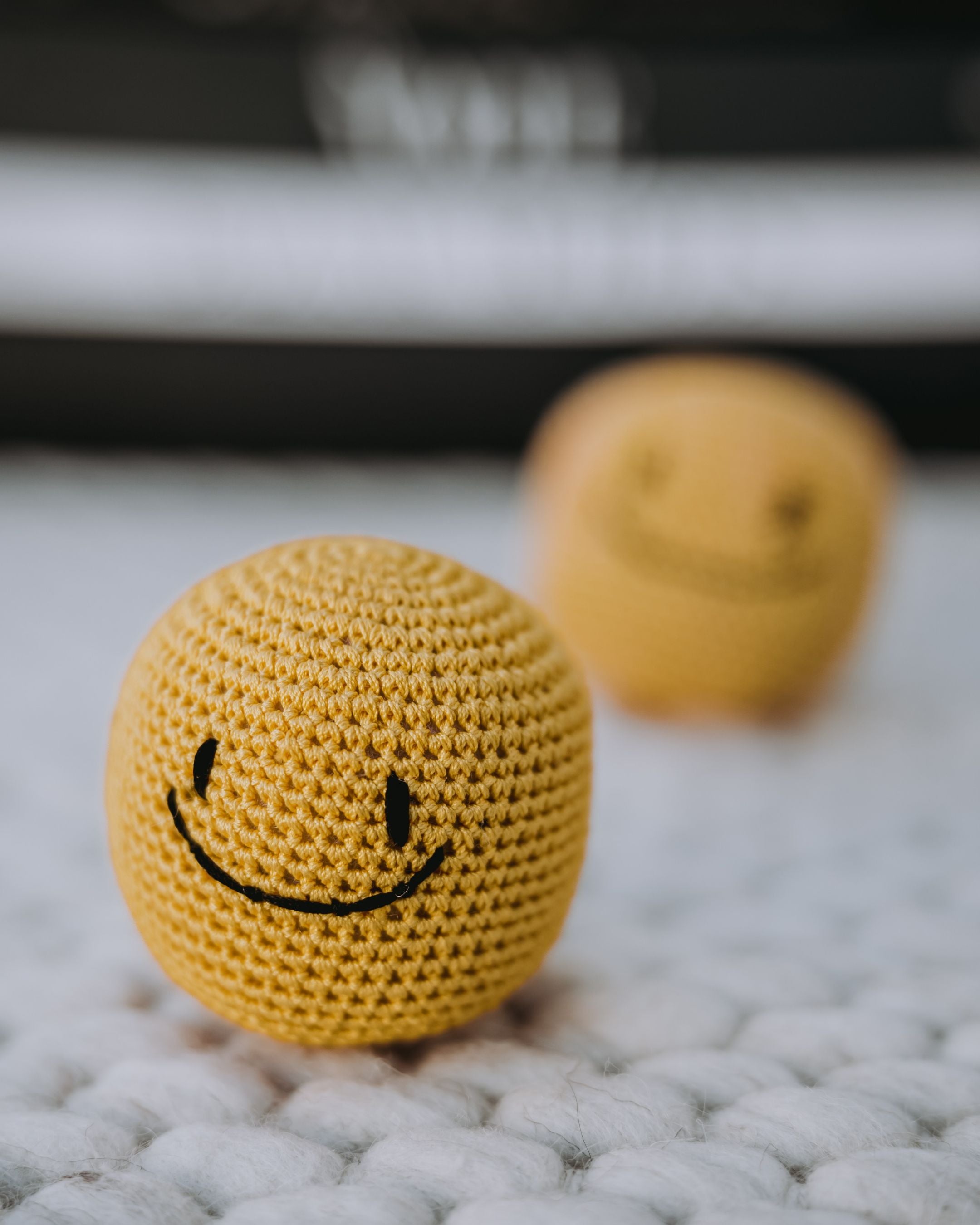 Yellow Smiley Face | Dog Toy Ball with Squeaker – FURB